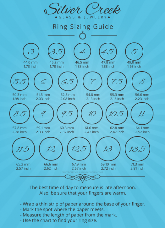 Ring Sizing Guide – Silver Creek Glass & Jewelry
