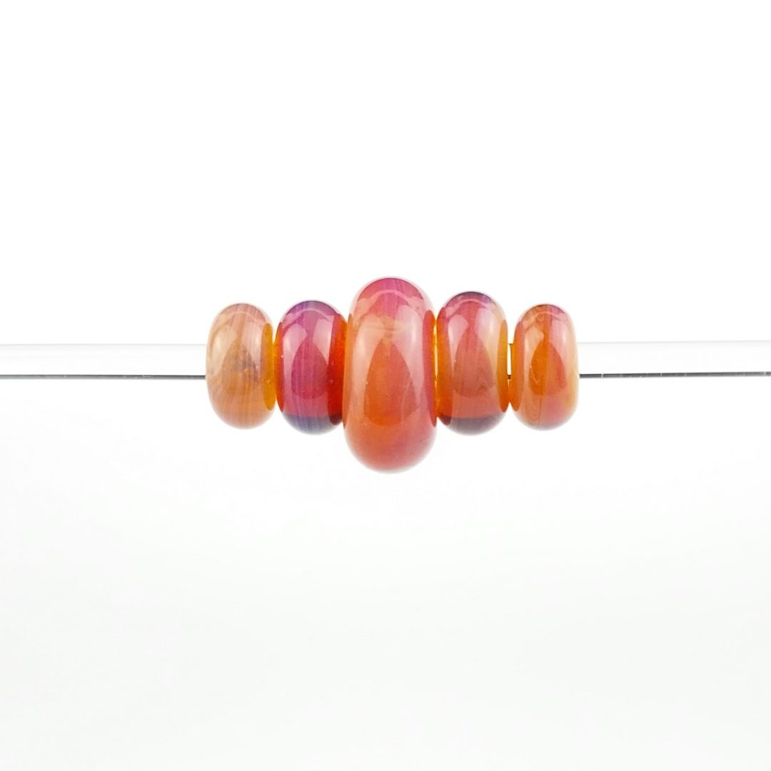 Set of 5 Tropical Sunset Beads • Silver Creek Glass & Jewelry